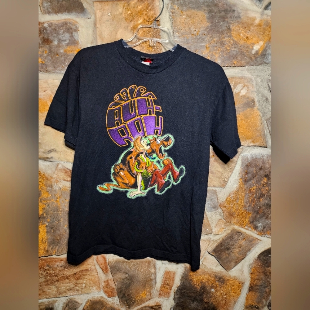 Giant 90's Scooby-Doo "Ruh Roh" Vintage Black T Shirt - Gem